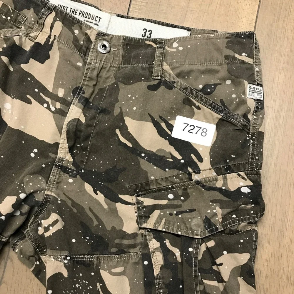 G-Star | Shorts | Gstar Raw Shorts Mens 33 Green Camo Cargo Rovic Loose ...